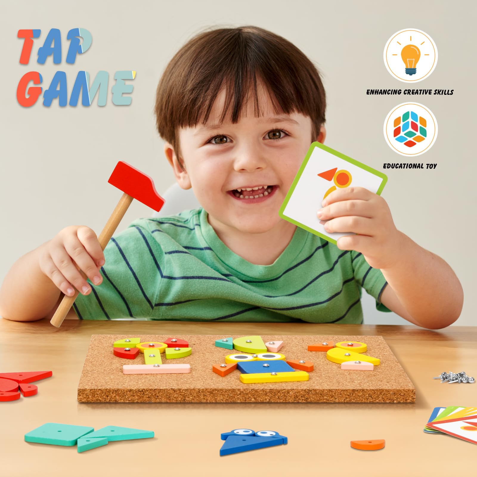 TOOKYLAND Fine Motor Toys, Toy Hammer and Nails Game is Montessori Toys That Exercise Children's Hands-on Skills and Develop Their Imagination for Kids