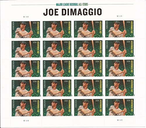 Joe Dimaggio U.S. Forever Sheet of 20 Forever Stamps Scott 4697
