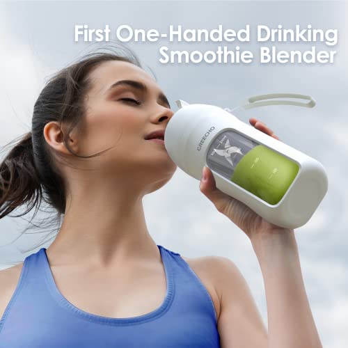 GREECHO Portable Blender, One-handed Drinking Mini Blender for Shakes and Smoothies, 12 oz Personal Blender with Rechargeable USB, Made with BPA-Free Material Portable Juicer