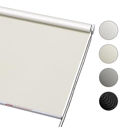 Blackout Roller Window Shades,Indoor Window Roller Shades with Thermal Insulated,Waterproof and UV Resistant,Roll Down Blackout Shades for Home and Office,Easy to Install(Beige,58" Wx72 H)