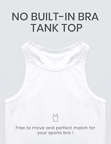 CRZ YOGA Butterluxe Womens Workout Racerback Tank Top High Neck Athletic Camisole Tanks Running Sleeveless Tops Gym Shirts White Medium