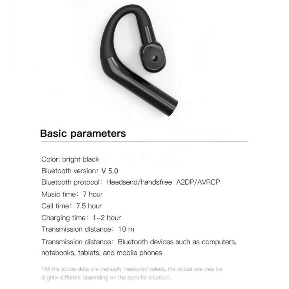 Bluetooth 5.0 Headset,TWBOCV Wireless Earbud Lightweight Waterproof Headset 360 Degrees Rotate Phone Handsfree Control Buttons Earhook Earphone Built-in Microphone Noise Reduction Single Ear