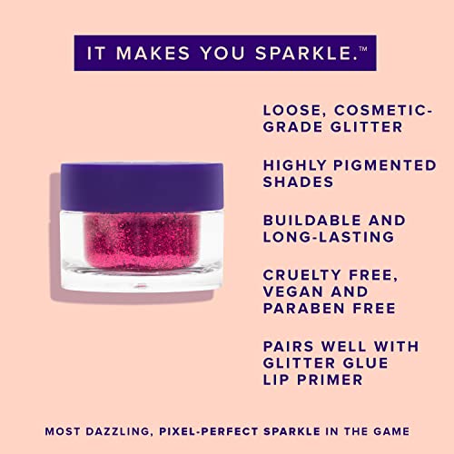 Unicorn Snot Holographic Hi-Def Cosmetic Glitter - Face & Body Glitter - for Hair, Nails, Lipgloss, Eyeshadow Makeup - Vegan & Gluten Free - 0.10oz/3g (Flirt/Metallic Ruby)