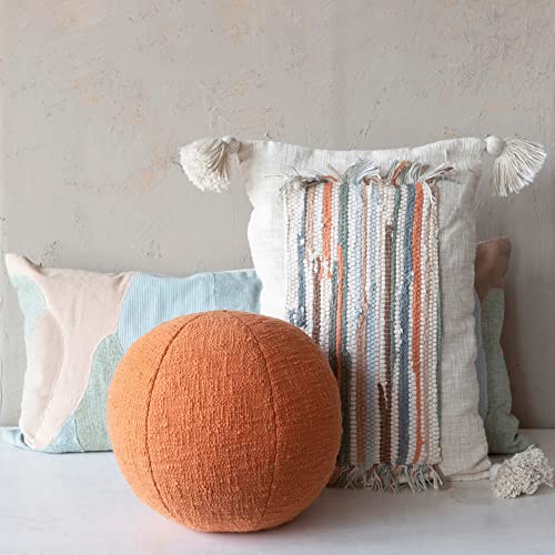 Creative Co-Op Woven Cotton Slub Lumbar Applique, Fringe and Tassels Pillow, 24" L x 16" W x 2" H, Multicolor