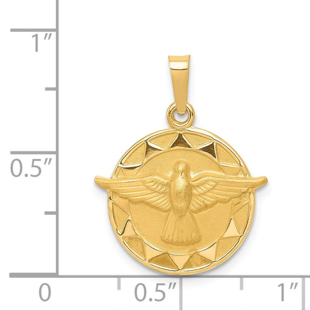 BillyTheTree Jewelry 14K Yellow Gold Holy Spirit Medal Round Pendant