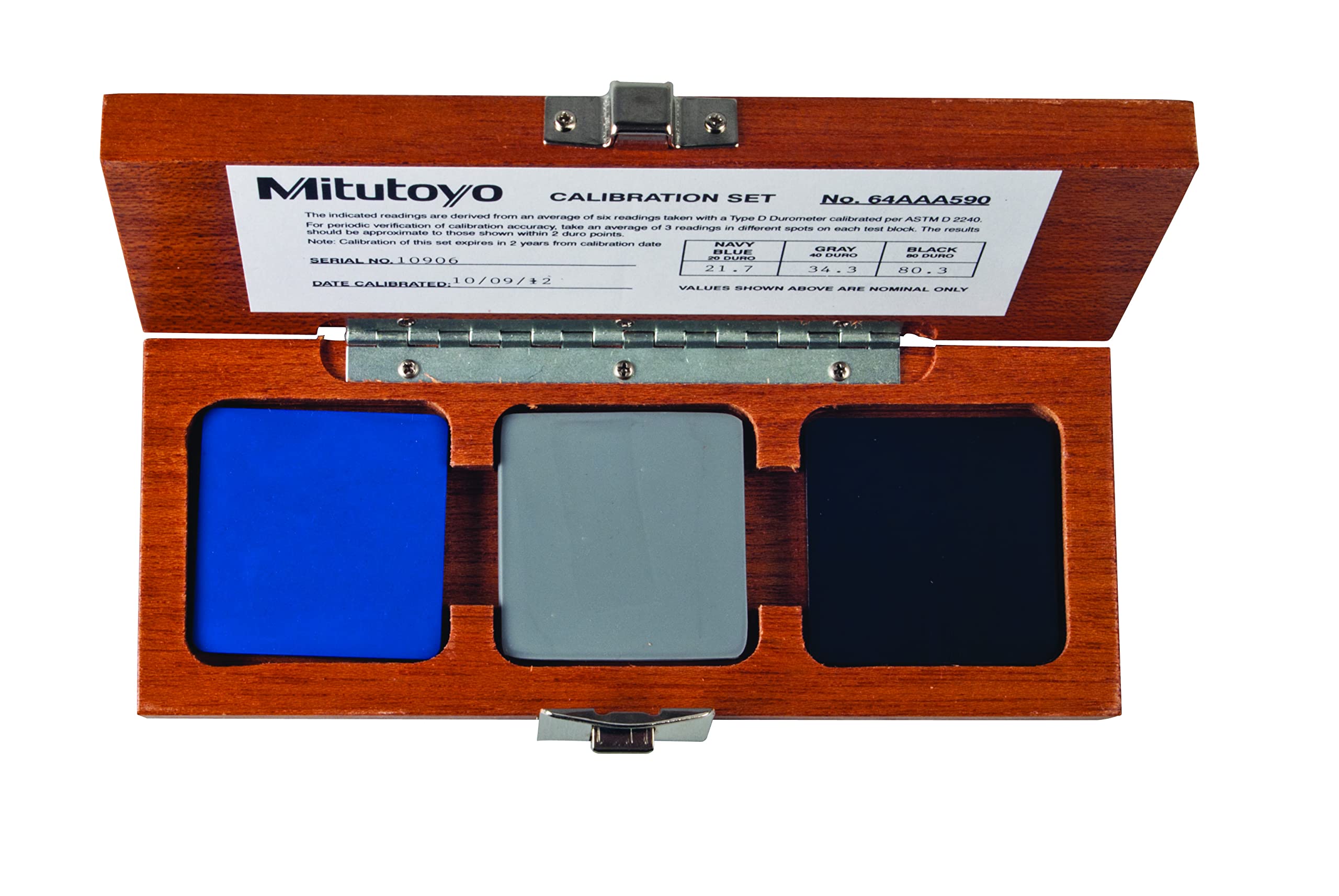 Mitutoyo Calibration Set, Shore D, Range 20, 40, 80, 64AAA590