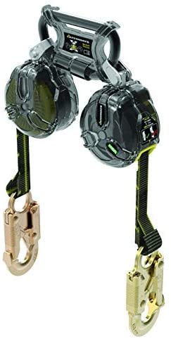 MSA 63111-00C V-TEC Mini Personal Fall Limiter - 6' (1.8m), Twin-Leg, Aluminum Swivel Carabiners (2) Anchorage Connection, Twin-Link Connector Harness Connection, Retractable Web Lanyard