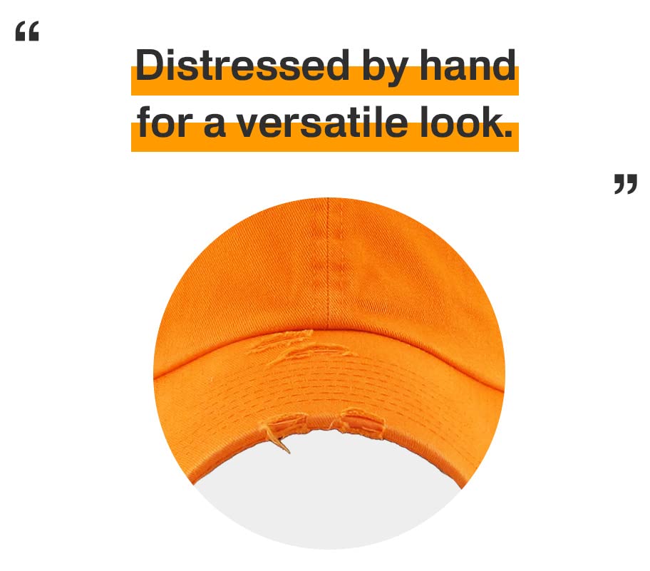 KBETHOS KBE-VINTAGE ORG Vintage Washed Cotton Baseball Cap, Orange