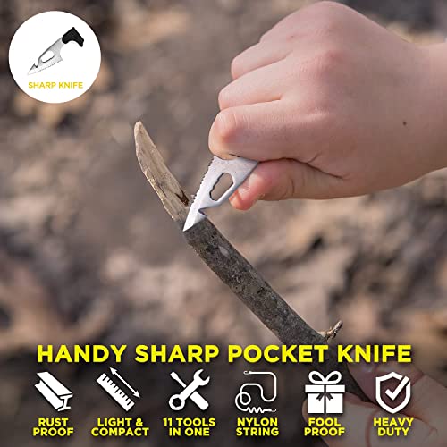 Credit Card Multitool Upgraded 18 in 1 Survival Multipurpose Wallet Tool Card Knife Fire Starter, Whistle, Compass Dad Gift for Men Fathers Day and Christmas Gift