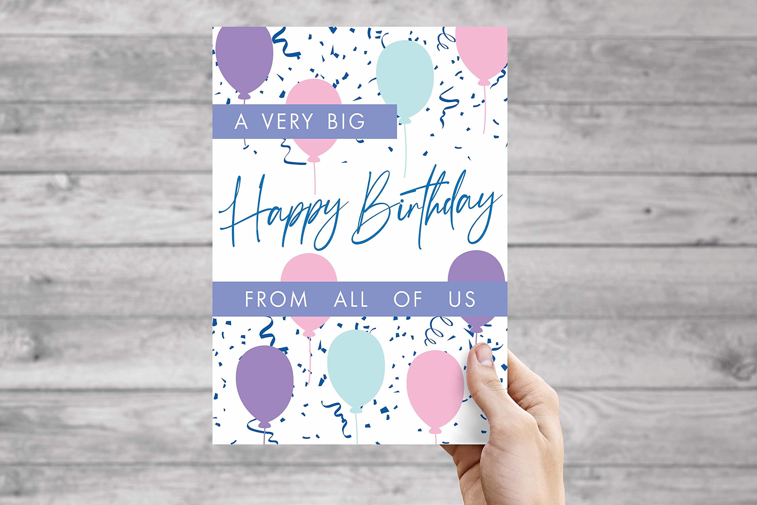 JBH Creations Big Birthday Balloon Drop Card - Extra Large 9 x 12 with Envelope - Pastel