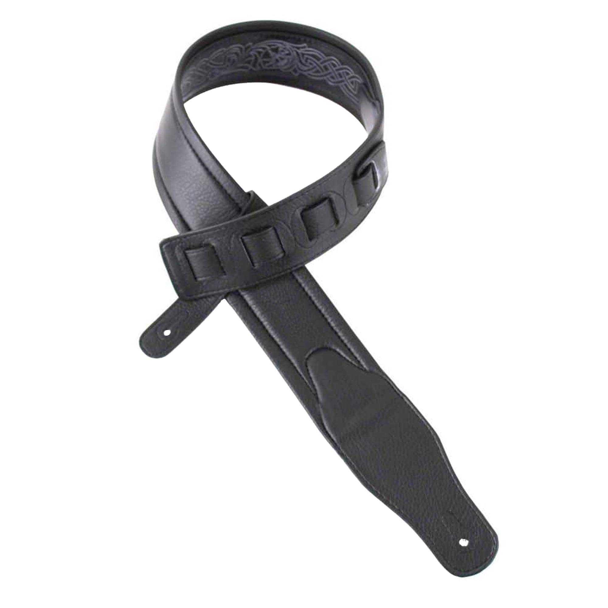 Walker & Williams GB-182 Handmade Cobalt Black Brushed Padded Guitar Strap With Celtic Braid Design For Acoustic, Electric, And Bass Guitars