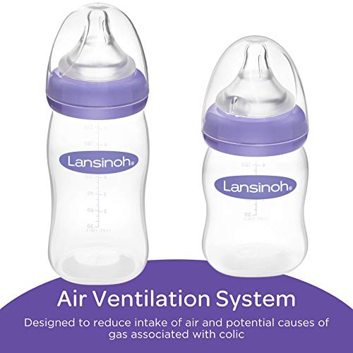 Lansinoh Baby Bottles for Breastfeeding Babies Bundle, 3 Count Each of 5 Ounces and 8 Ounces