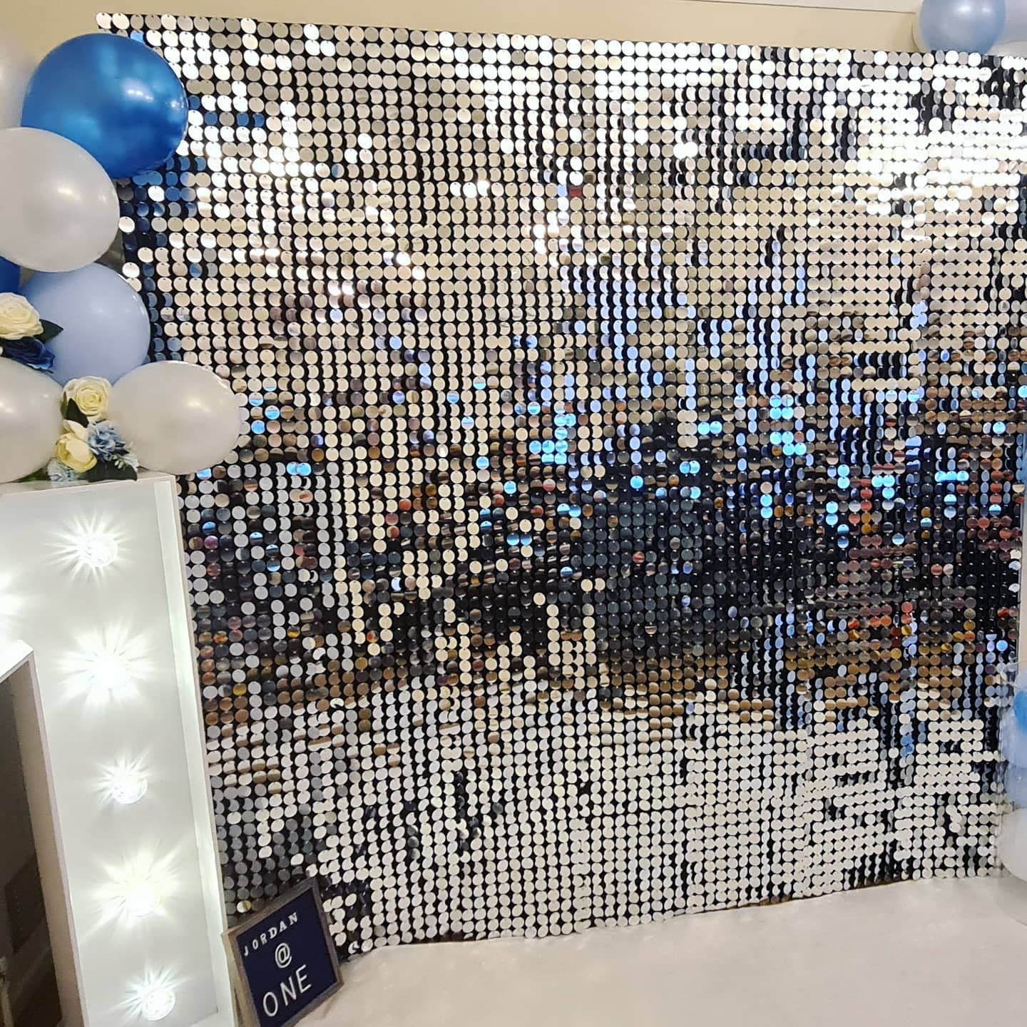 COKAOBE Sliver Shimmer Wall Backdrop, 24 Panels Round Sequin Shimmer Backdrop, Photo Backdrops for Birthday, Anniversary, Wedding, Graduation & Bachelorette Party Decoration