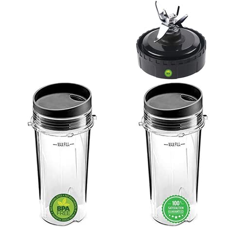 Blend Pro 16 Oz Cups With Lids compatible With Ninja 16 Oz Cups BL660 BL770 BL772 BL740 BL780 Blender (2-Pack)
