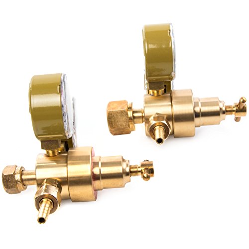 Biltek Dual Gauge Oxygen & Acetylene Solid Brass Regulator for Welding Victor Gas Torch Cutting - CGA540 and CGA200 Rear Mount Fitting