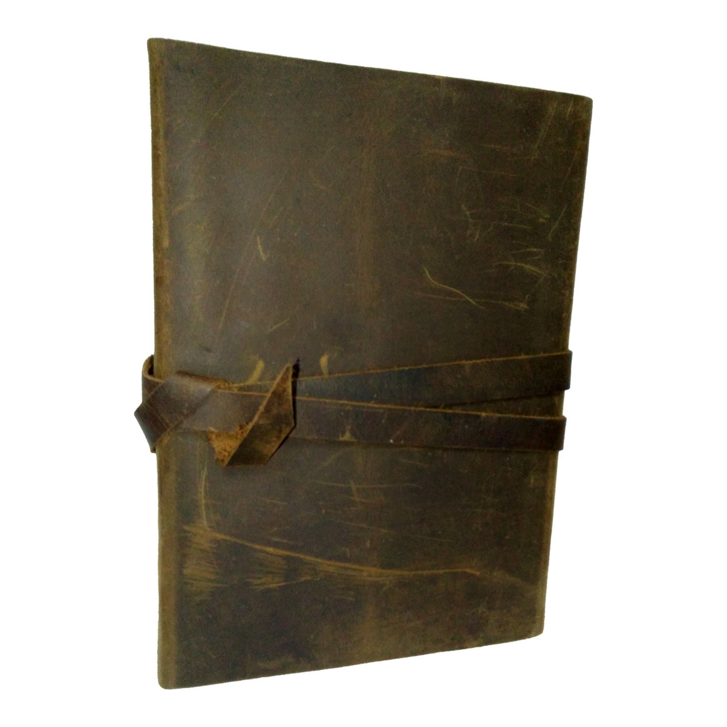 Bless-Pure-Soft-Leather-Journal-Travel-Diary Handmade-Unlined-Cream-Paper Antique-quality-Vintage-Bound-Notebook-for-Men-Women (7" x 5", Rough Leather With Lace(Zigzag Cut))