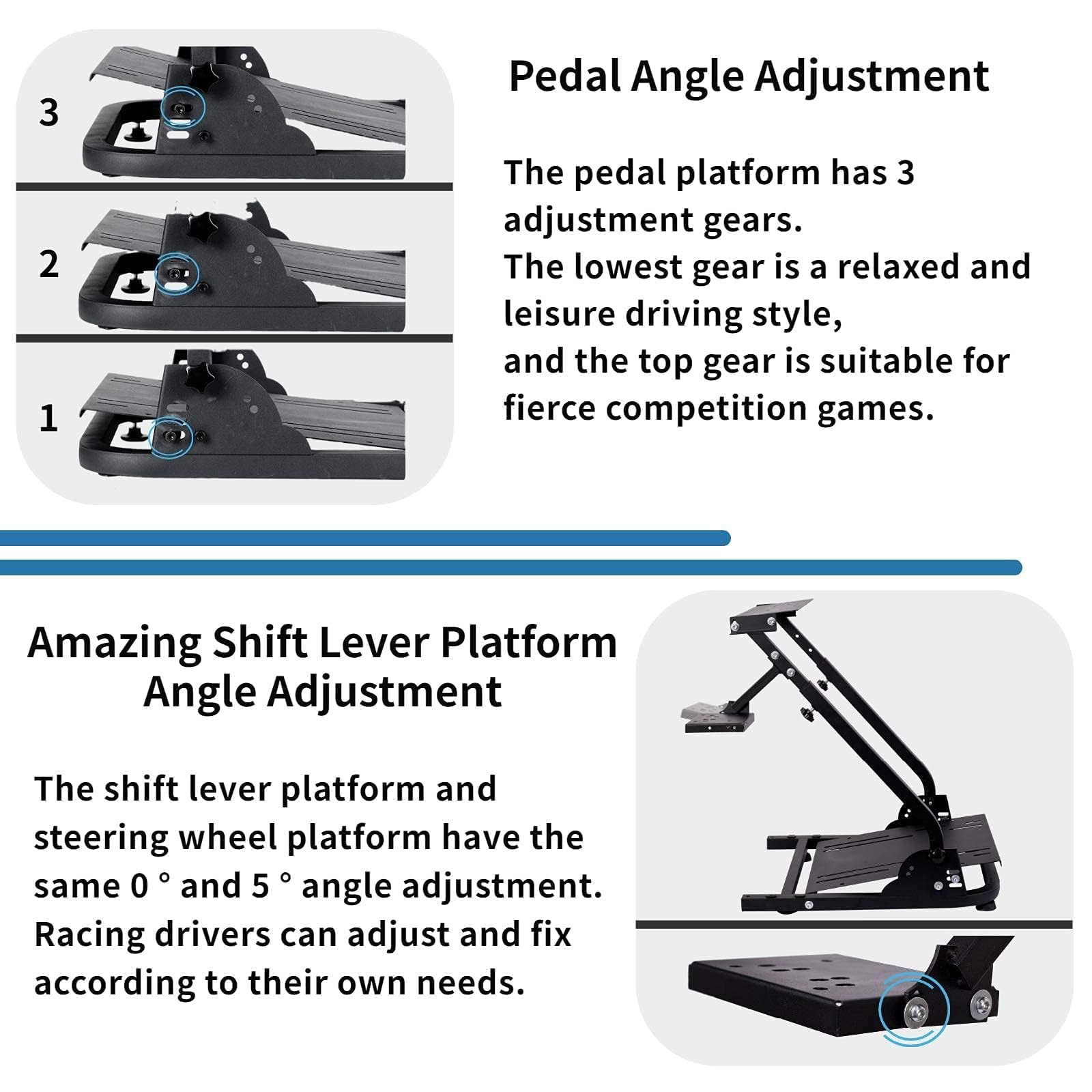 Hottoby Racing simulator cockpit Steering Wheel Stand Foldable&Multi-level Adjustable Fit for Logitech/Thrustmaster G25,G27,G29,G920,G923&T150,T248,T300 Gaming Simulator Cockpit,No Wheel Pedals