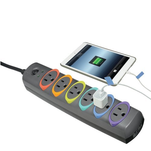Kensington SmartSockets 6-Outlet, 6-Foot Cord, & 670 Joules Basic Surge Protector (K62146NA)