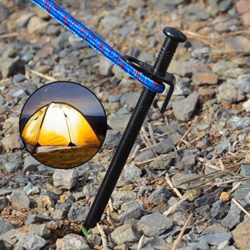 bimiti 20 Pack Tent Stakes Heavy Duty 16 inch Forged Steel Solid Tent Pegs Metal Ground Camping Stakes for Camping Unbreakable and Inflexible