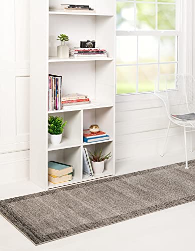Unique Loom Del Mar Collection Area Rug - Abigail (2' 7" x 10' Runner, Light Gray/ Black)