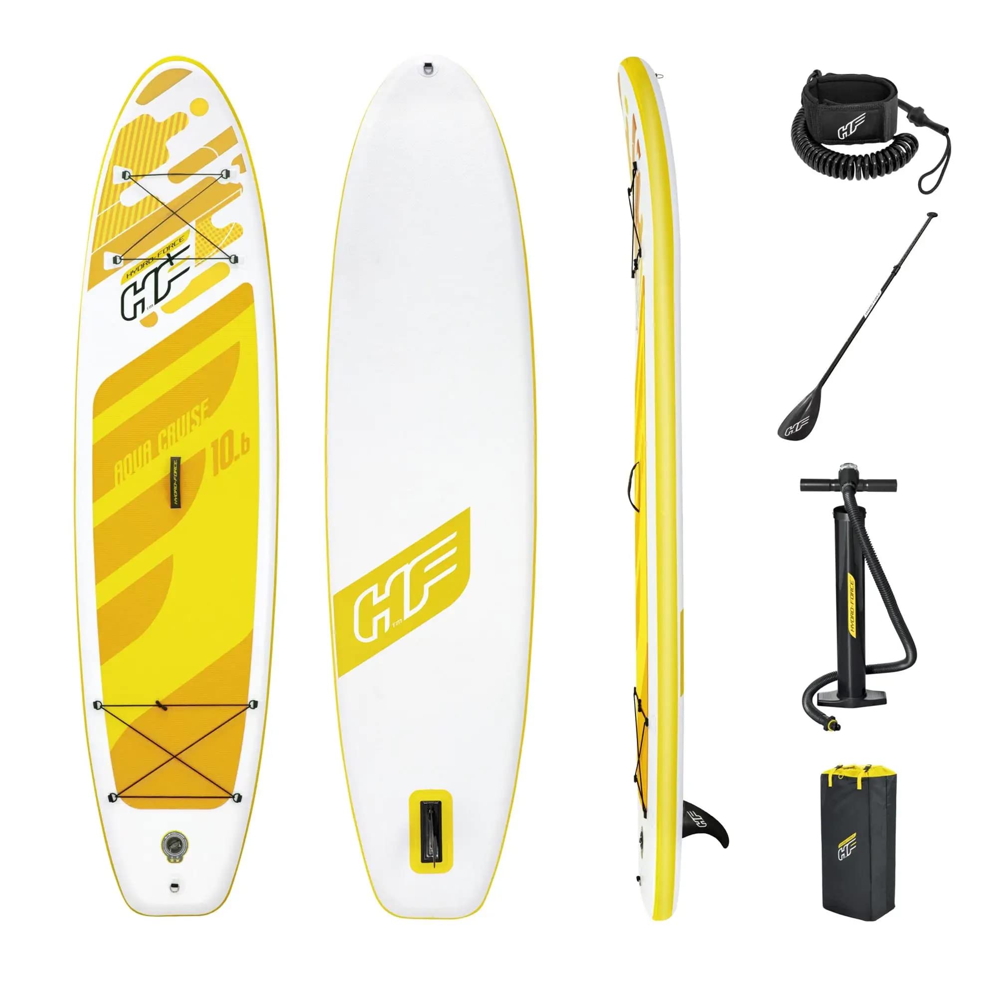 Bestway Stand-up Paddleboard Water Sport Set, 9' Inflatable Aqua Journey with Adjusting Paddle, Hand Pump, Coiled Leash, Backpack, Orange