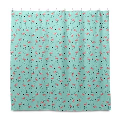 BLuevi Flamingo Shower Curtain for Bathroom Waterproof Fabric with Hooks 72x72 Inch