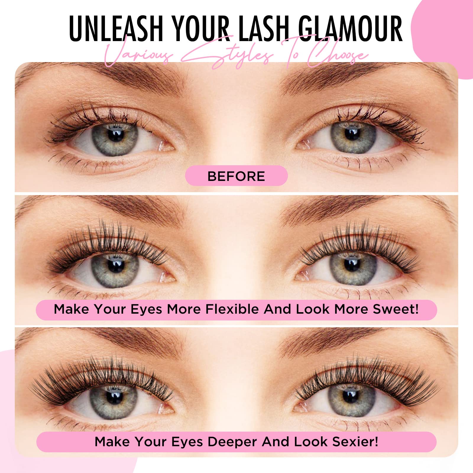 Bepholan Lash Clusters 84pcs DIY Eyelash Extension lndividual Lashes Natural Lash Clusters Wispy Cluster Lashes Lash Extension Clusters False Mink Lash Cluster Mix Black C03B-84B