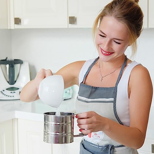 Flour Sifter, Stainless Steel Sifter for Baking, Double Layer Fine Mesh Baking Sifter, One Hand Press Crank Sifter for Powdered Sugar Shaker Duster, Flour Sieve Sifter for Baking Cakes Rondauno