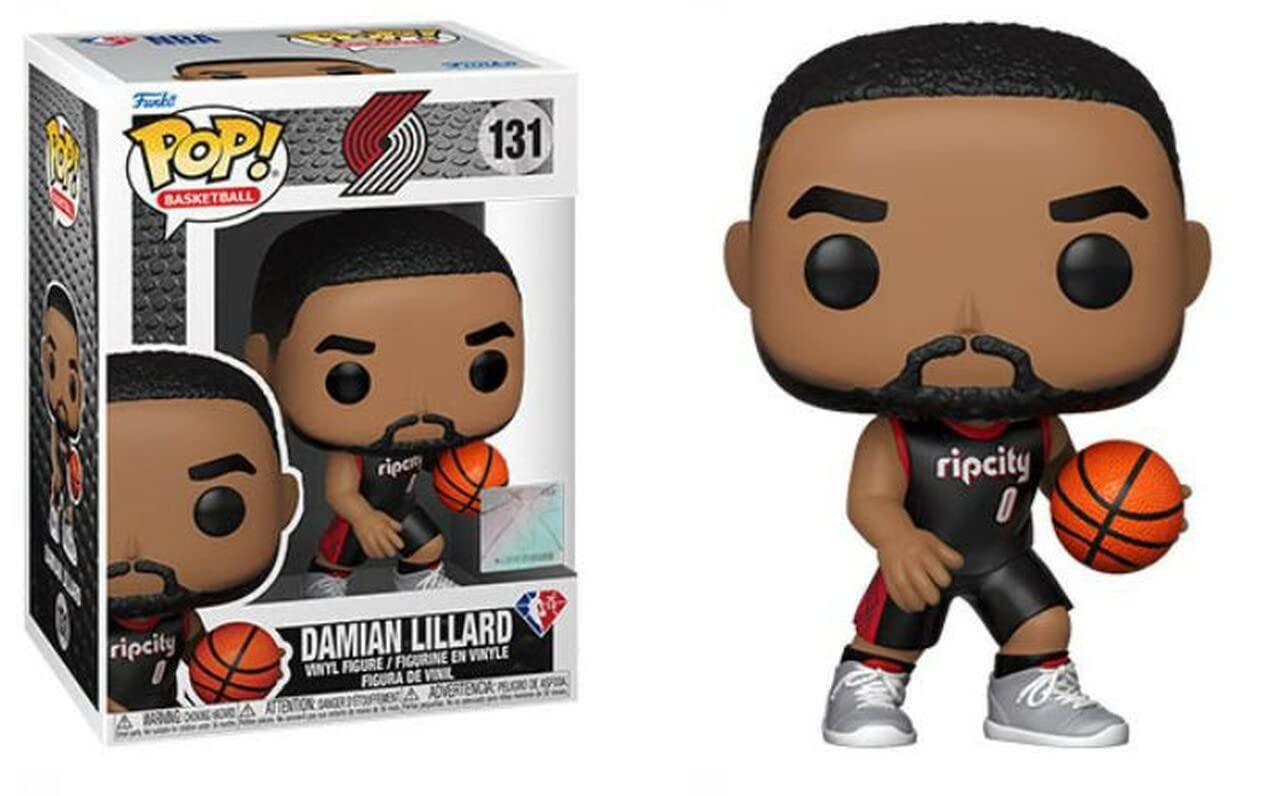 POP NBA: Blazers - Damian Lillard (Black Jersey) Funko Vinyl Figure (Bundled with Compatible Box Protector Case)