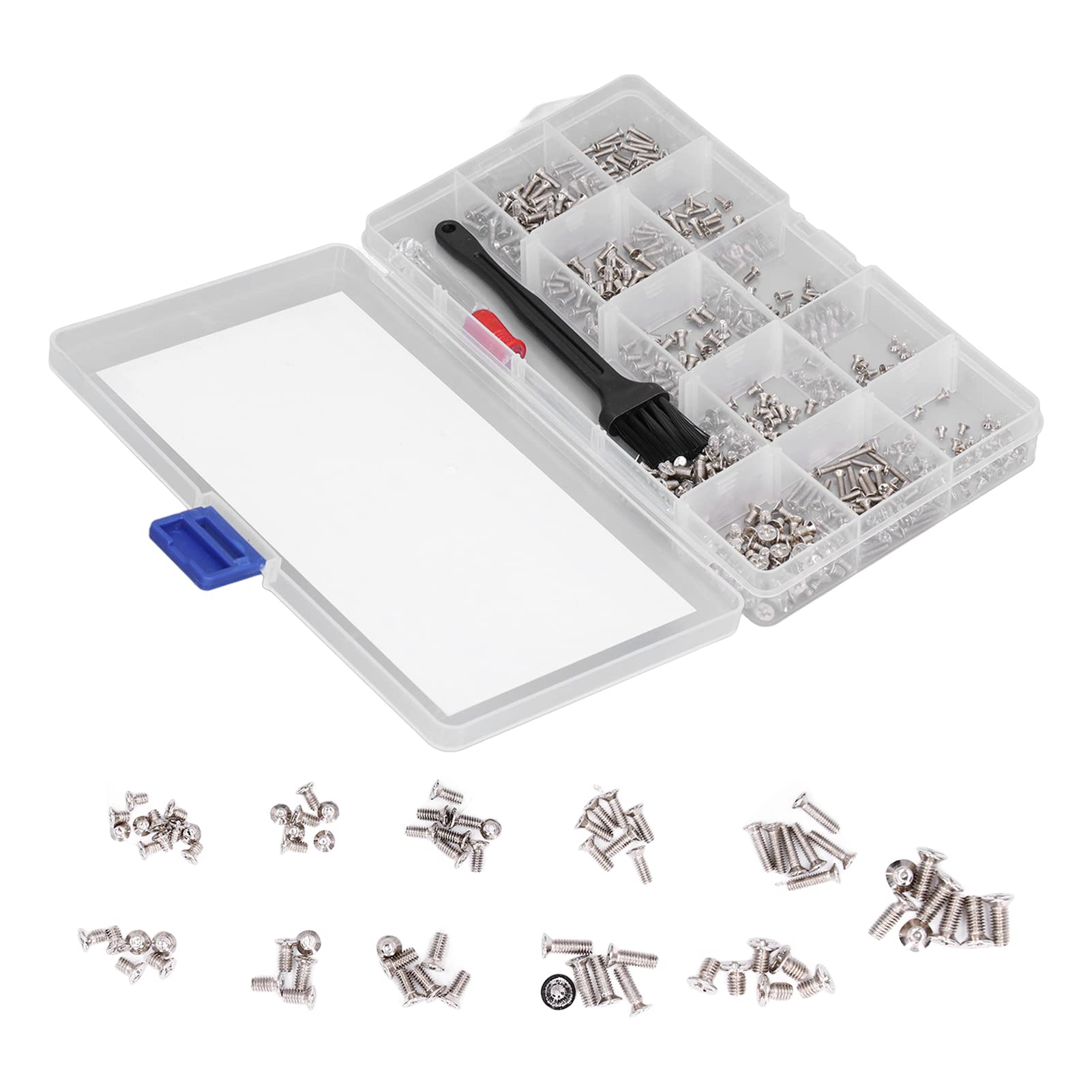 ComputerScrew, Carbon Steel ComputerScrews Kit Flathead M2M2.5M3 Tight Even Threads with ScrewdriverBrush for Notebook for Serviceman