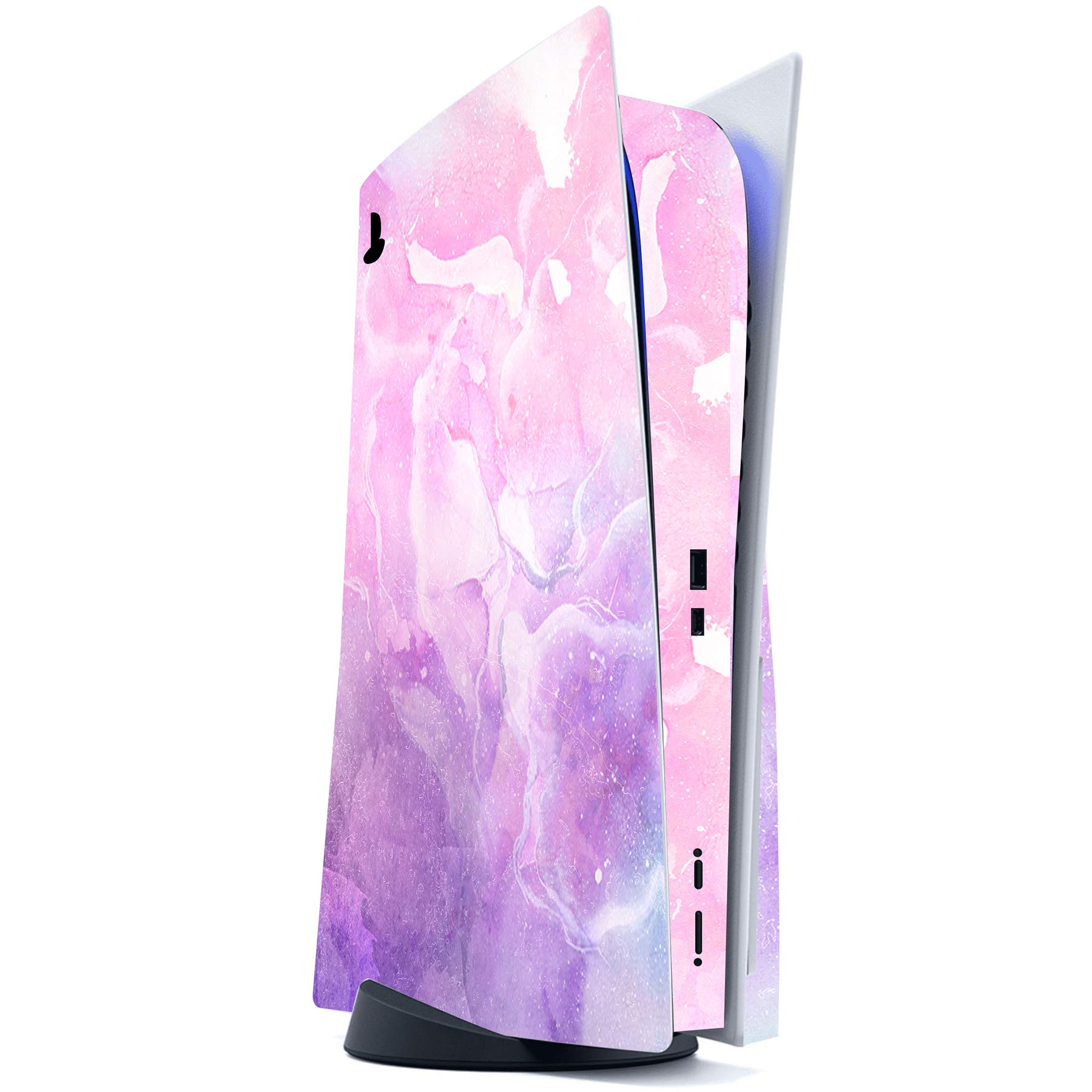 PlayVital Pink Watercolor Full Set Skin Decal for ps5 Console Disc Edition, Sticker Vinyl Decal Cover for ps5 Controller & Charging Station & Headset & Media Remote