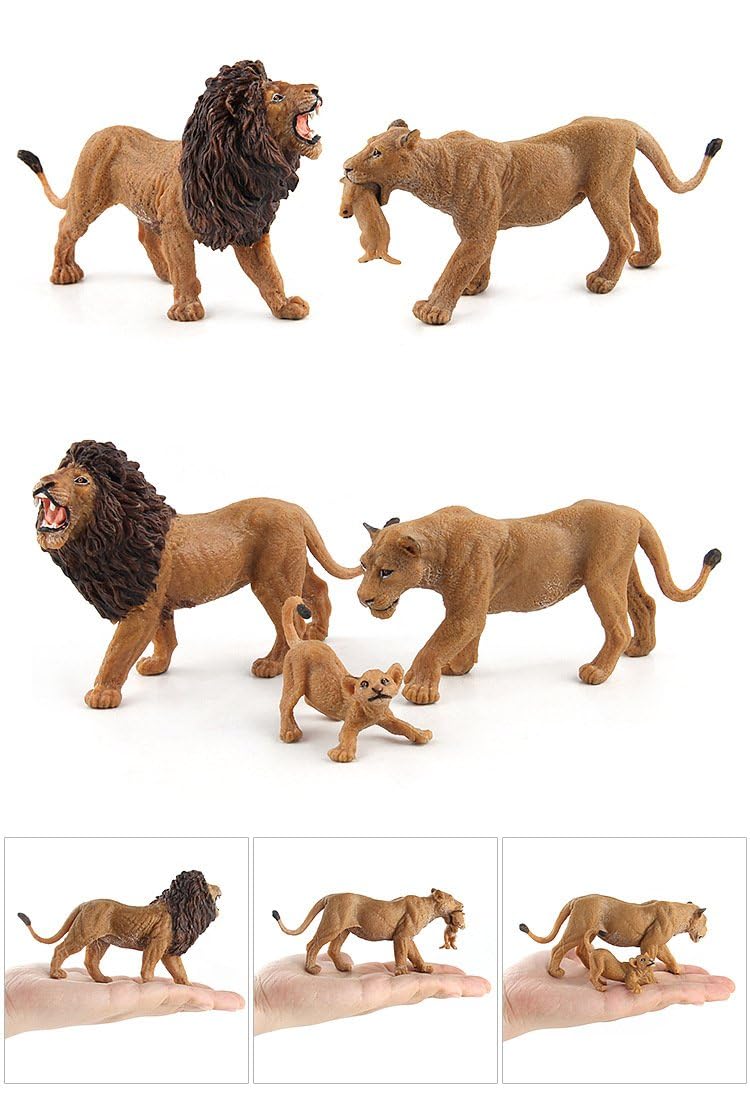Warmtree Simulated Wild Animals Model Realistic Plastic Animal Action Figure for Collection (Lions Family)