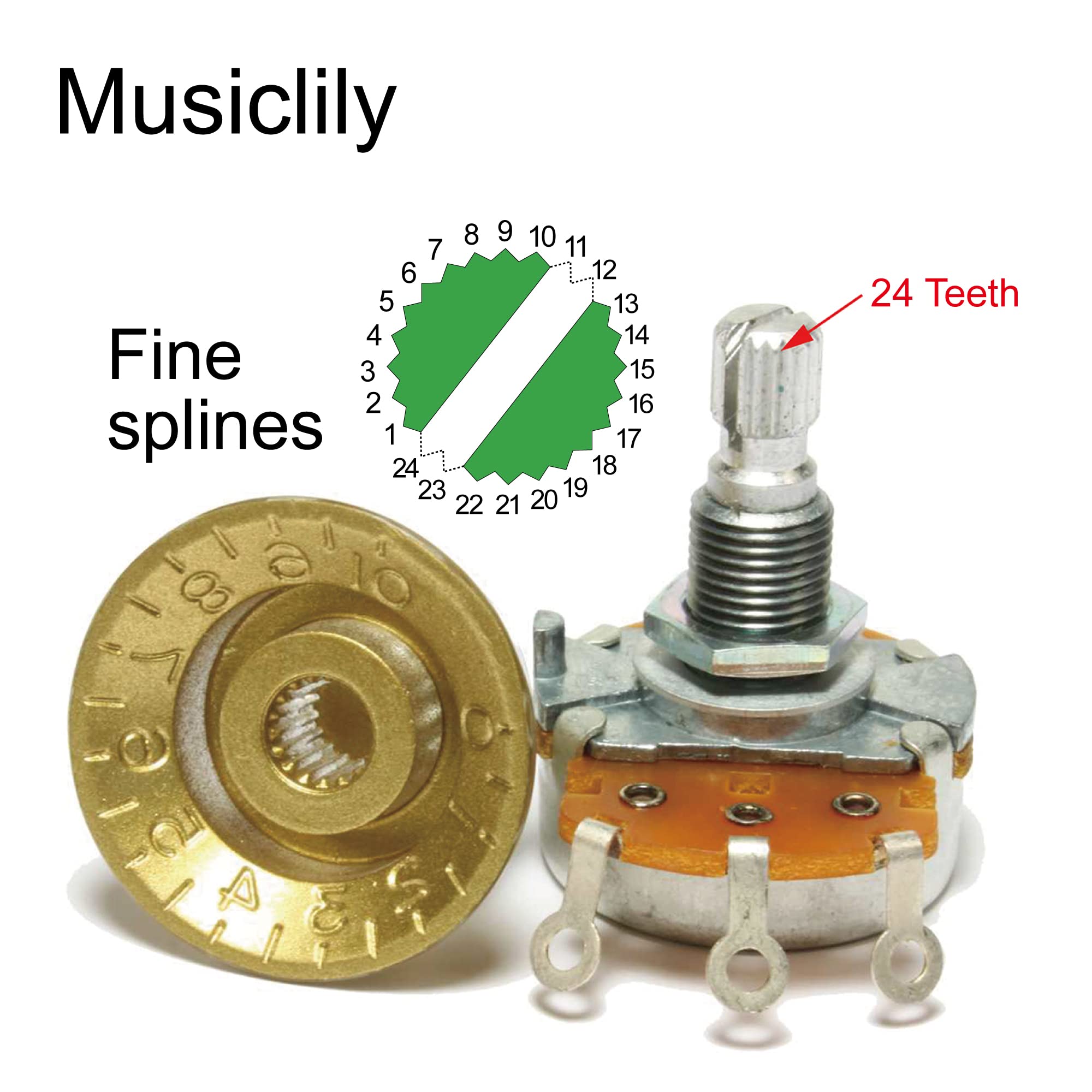 Musiclily Pro Imperial Inch Size Control Speed Knobs for USA Made Les Paul ES Style Electric Guitar, Gold (Set of 4)