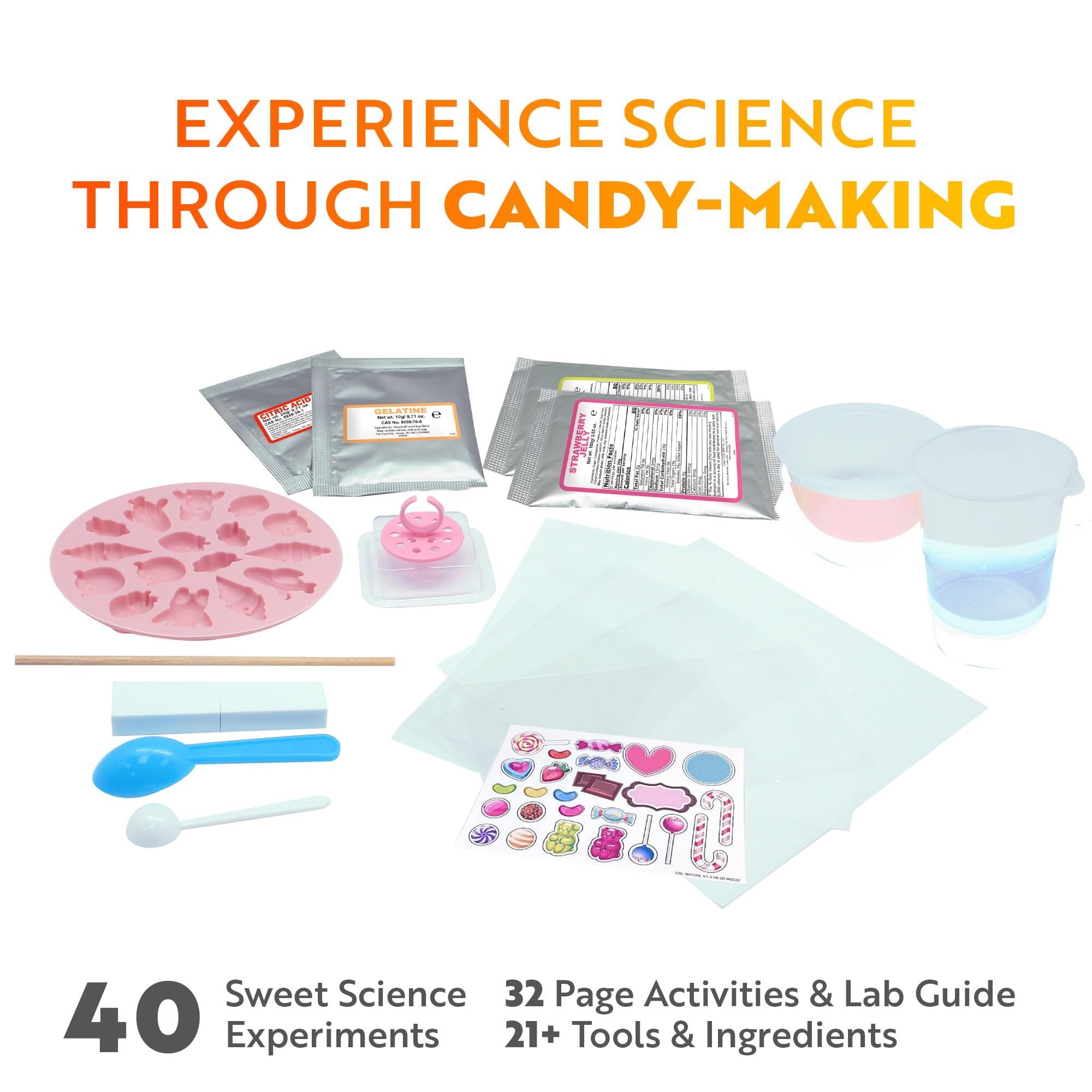 Playz Edible Exploding Candy Making Science Kit for Kids Ages 8-12 Years Old - Food Science Chemistry Kid Science Kit with 29 Experiments, Educational Science Kits for Boy & Girls