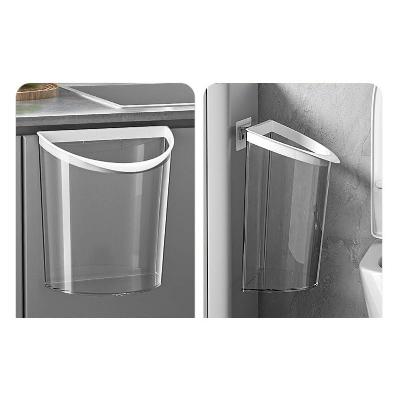 Denominate Hanging Trash Can Transparent Large Calibre Space Saving Wall Mounted Trash Can Kitchen Trash Bin for Counter Top Under Sink