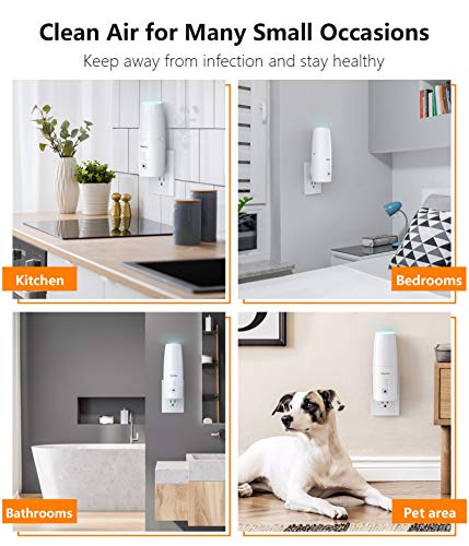 Plug In Air Purifiers for Home | UV Light Sanitation for Rooms | Ozone Deodorizer for Odor from Pets, Diapers, Room Freshener | Auto Mode 1h/2h/4h Timer