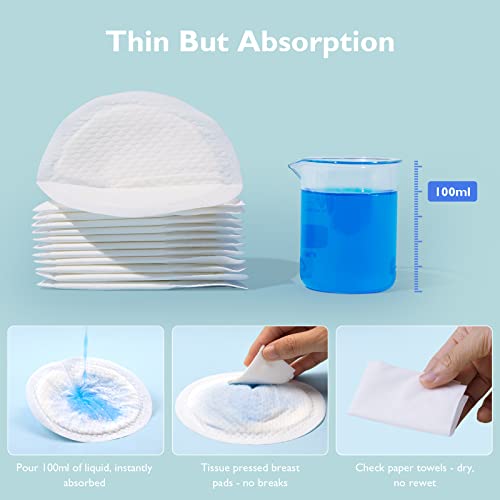 Momcozy Ultra-Thin Disposable Nursing Pads, Ultra-Absorbent and Breathable Portable Breast Pads for Mothers, Keep Dry Continuously, Make Breasts Light and Unburdened, Individually Packaged(60 Count)