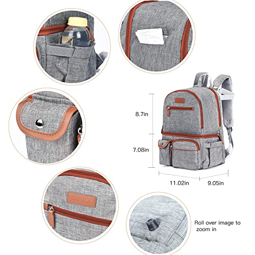 MOMIGO Breast Pump Backpack - Cooler and Moistureproof Bag Double Layer for Mother Outdoor Working Backpack with 13 Inch Laptop Compartment Fit Most Breast Pumps(Brown)