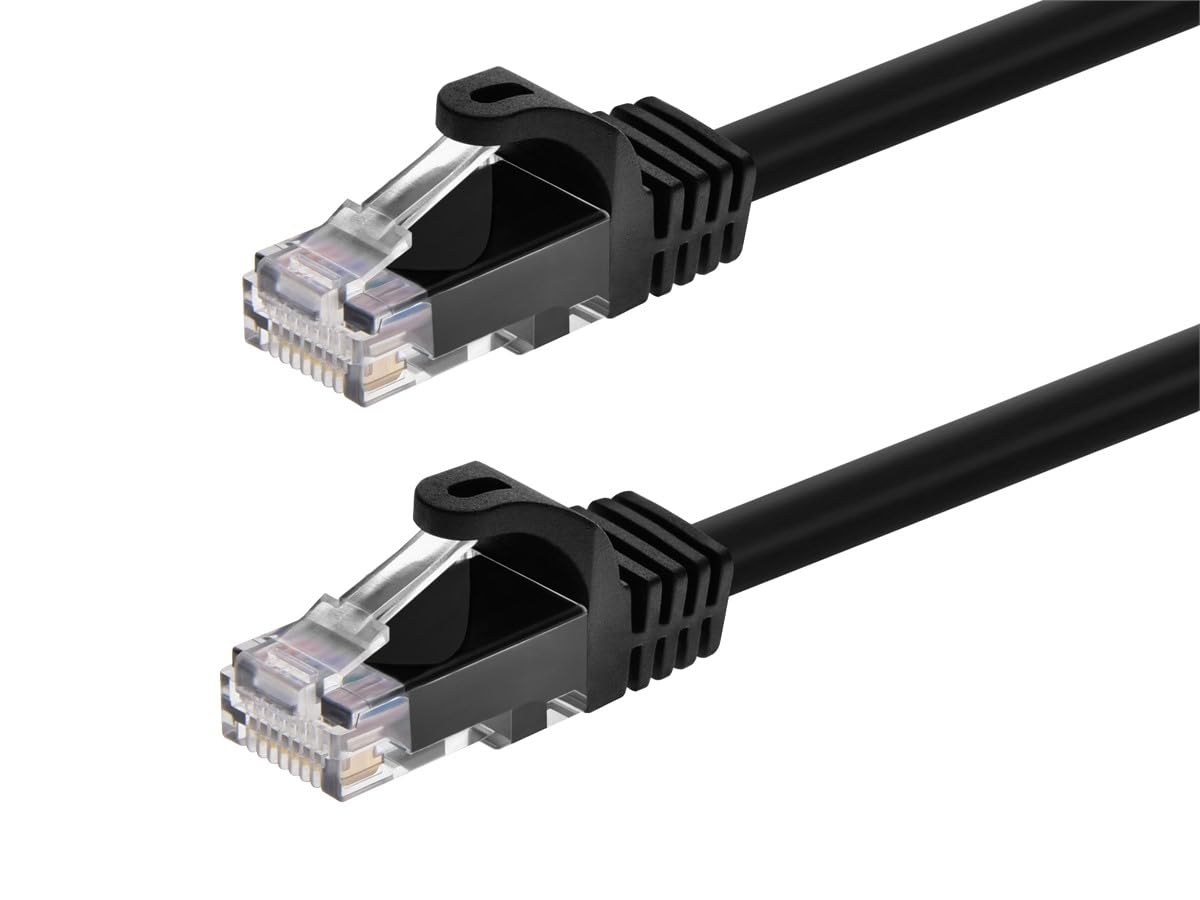 Monoprice Cat6 1ft Black Patch Cable UTP 24AWG 550MHz Pure Bare Copper Snagless RJ45 Flexboot Series Ethernet Cable