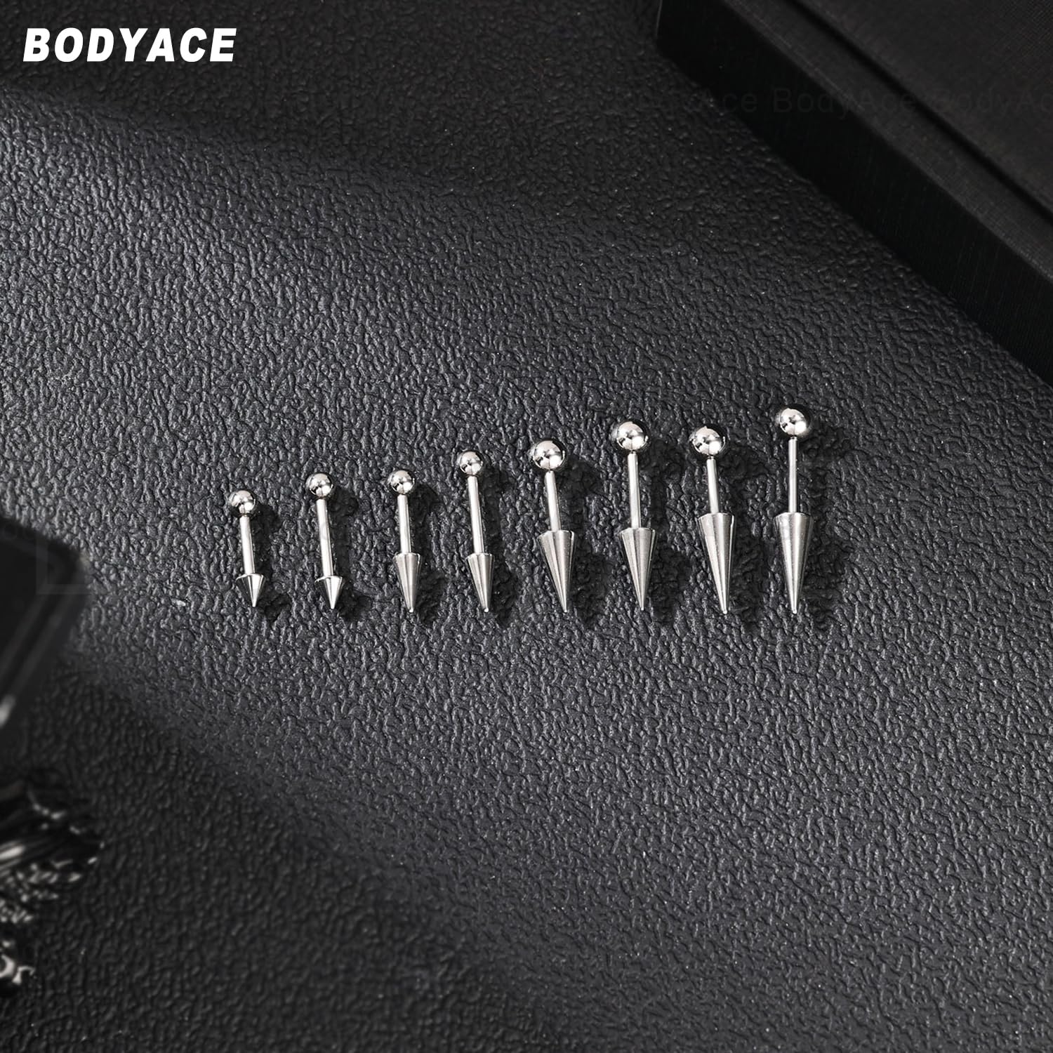 BodyAce Spike Flat Back Earrings Lip Rings, Internal Threaded Spike Helix Tragus Studs 16G 18G Cartilage Earrings, Rook Lobe Lip Piercing Ear Jewelry [A]