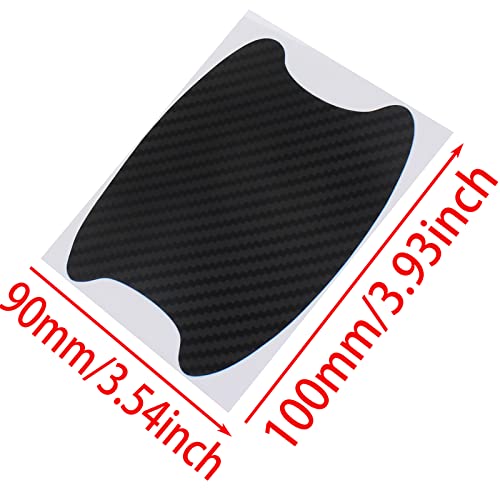 GWYAN 8 Pcs Car Door Handle Sticker Car Door Cup Scratch Protector Carbon Fiber Like 3D Stickers with Lamination Tool (3.93" × 3.54")
