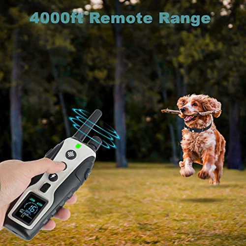 Dog Training Collar - Electronic Dog Shock Collar with Remote 4000FT, Rechargeable IPX7 Waterproof Dog Collar with 3 Training Modes and 2 Anti-Lost Lights, Security Lock for All Breeds, Sizes