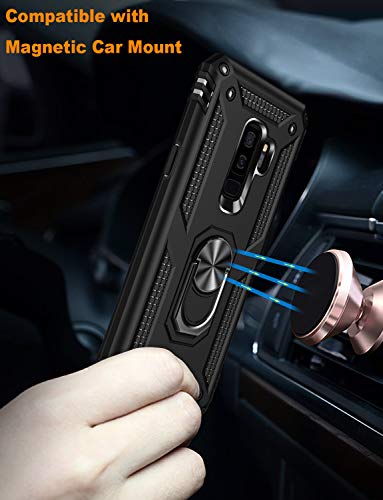 Galaxy S9 Plus Military Grade Case, 16ft Drop Tested, Magnetic Ring Kickstand, Car Mount Compatible, Slim Fit Protective Cover - Black