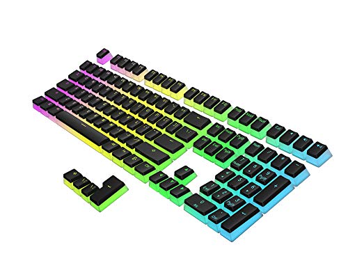 HK Gaming Pudding Keycaps Set | Doubleshot PBT Keycap Set | Full 108 OEM Profile Key Set | ANSI US-Layout | for Mechanical Keyboard | Compatible with Cherry MX, Gateron, Kailh, Outemu | Black