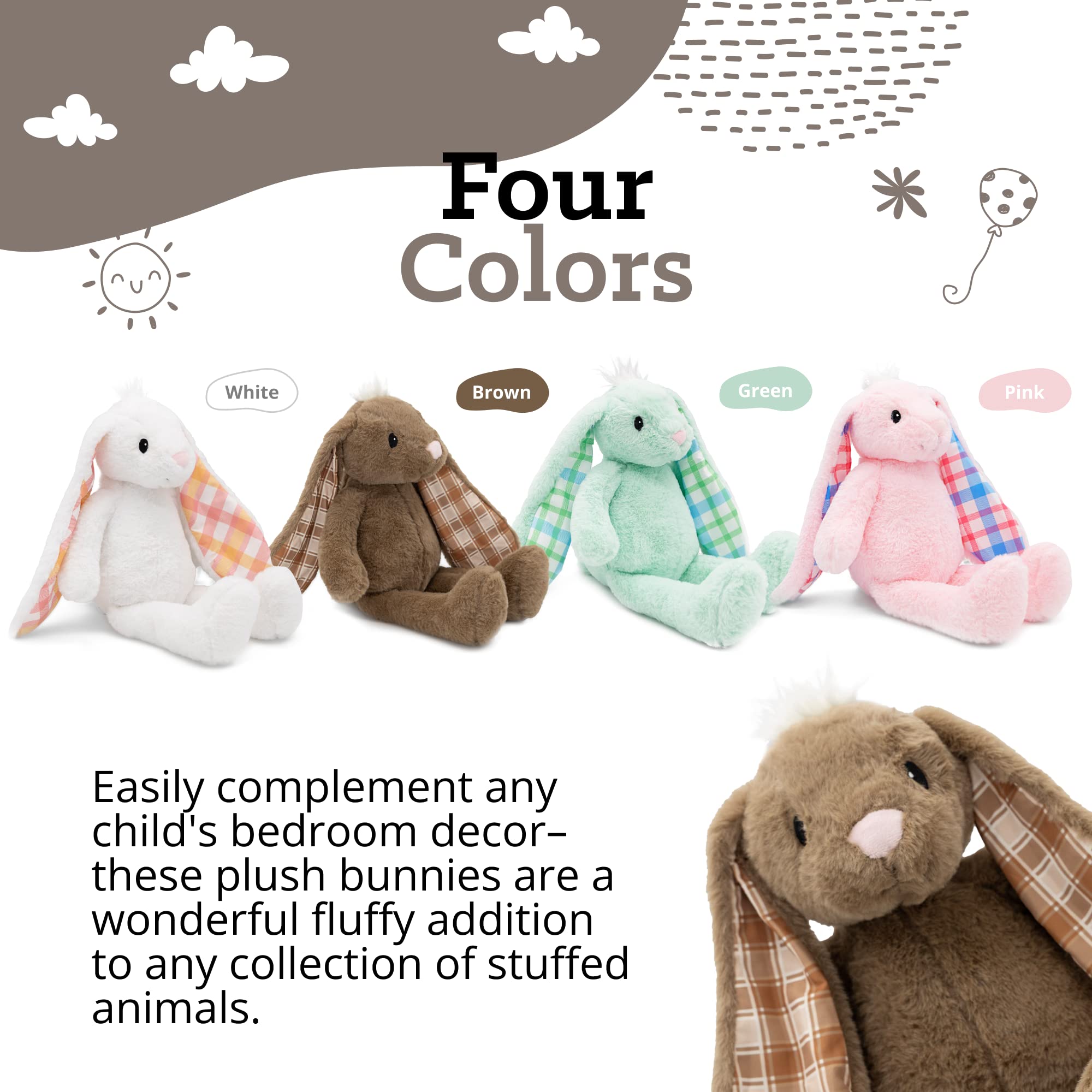 Plushible Easter Bunny Plush, Cuddly, Soft, Embroidered Stuffed Animal Toy for Newborns, Kids, Boys, & Girls, 14 Inch