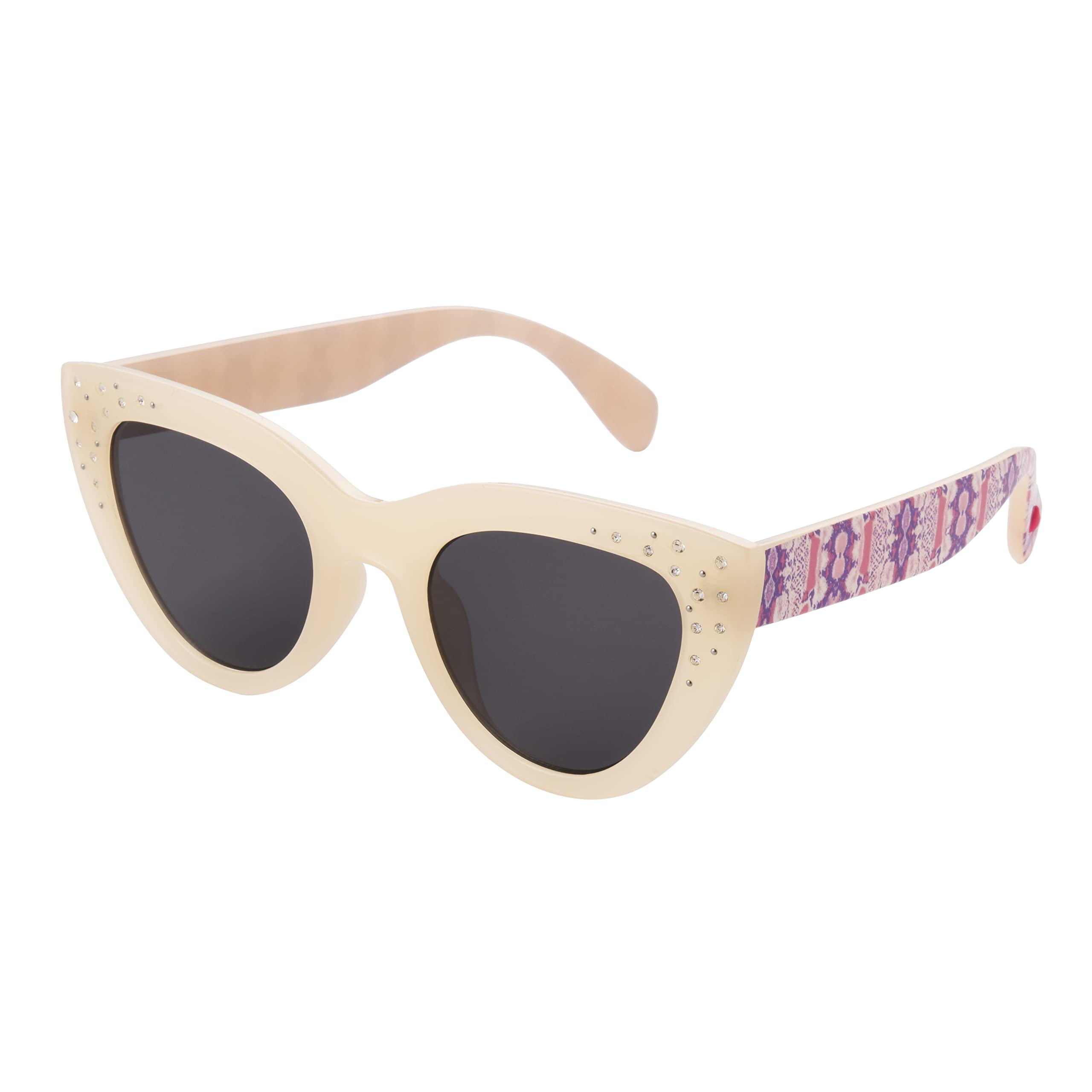 Betsey Johnson Women's Pin Up Sunglasses Cateye, Black/Rainbow Snakeskin, 52mm