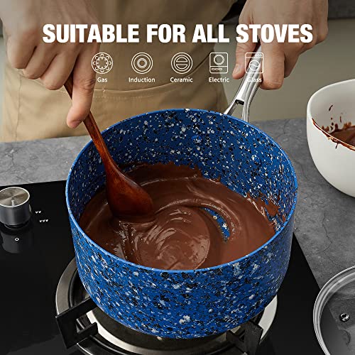 HLAFRG Nonstick Cookware Set Pots Pans and Cooking Utensils, 12 Piece Set, PFOA Free, Blue Granite