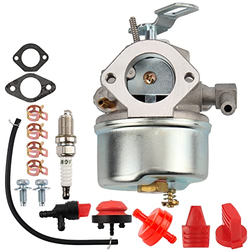Carbhub 640298 Carburetor Snowblowers for Tecumseh OHSK70 OH195SA 5.5hp 7hp Engines Replaces 932036 932504 ST524 with Spark Plug Throttle Control Knob Primer Bulb