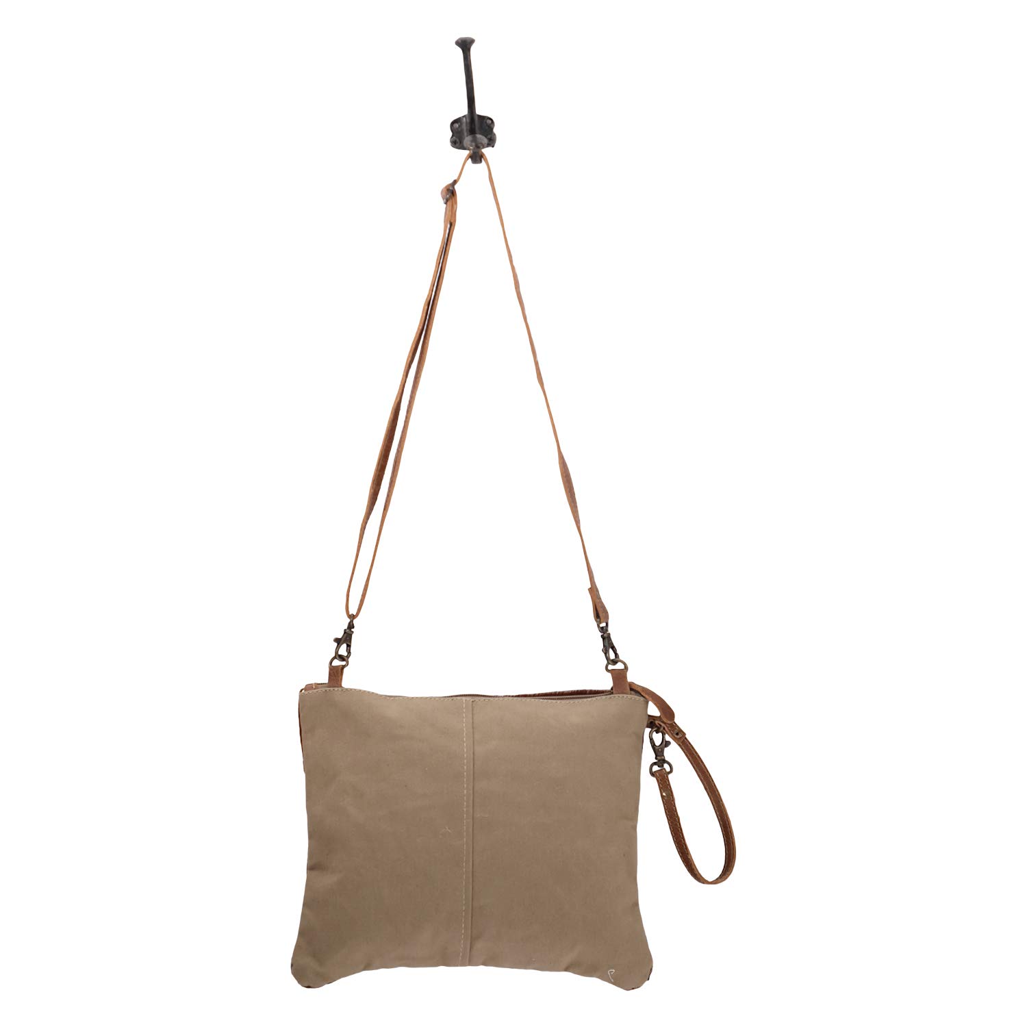Myra Bag Merino Upcycled Canvas & Cowhide Leather Crossbody Bag S-1607