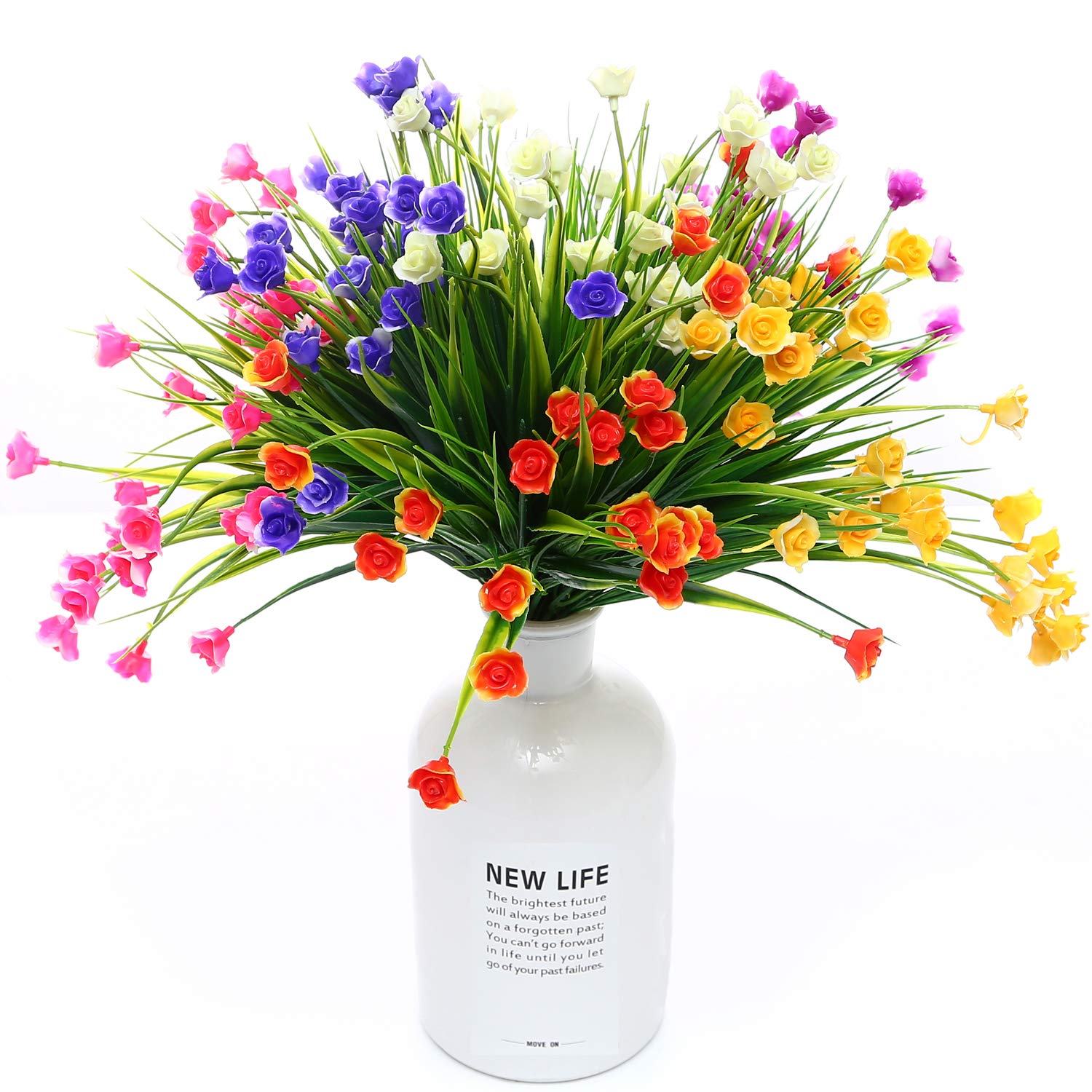Well Love Artificial Flower 6 Bundles Home Greenery Shrubs Kitchen Wedding Party Garden Bushes Plants Office Indoor Outside UV Resistant Hanging Planter DIY Mini Rose Mix Color Gift Set